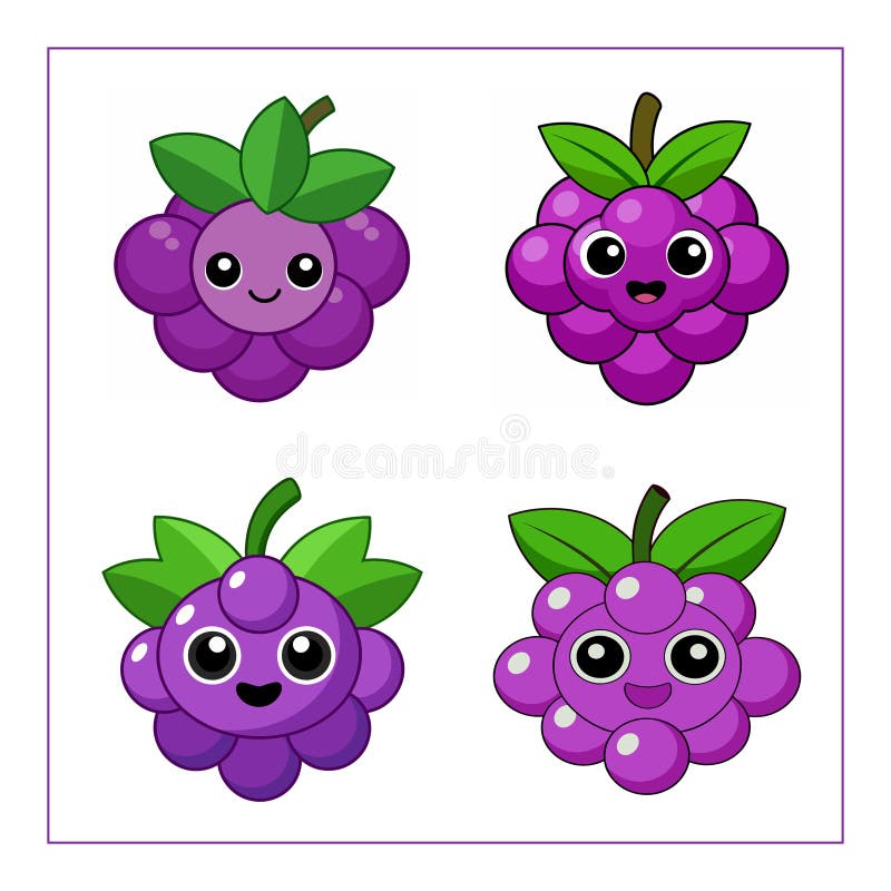 Cute Grapes Fruit Sticker, Vector Illustration. Stock Vector ...