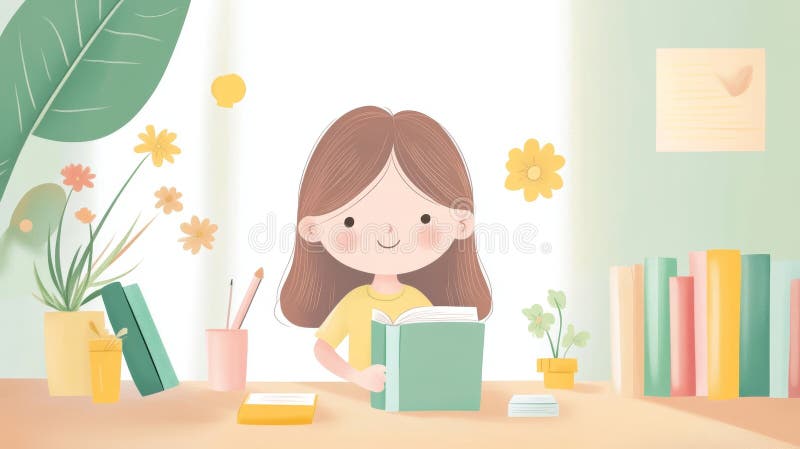 Cute Graphic Illustration of Things Associated with Studying Hard ...