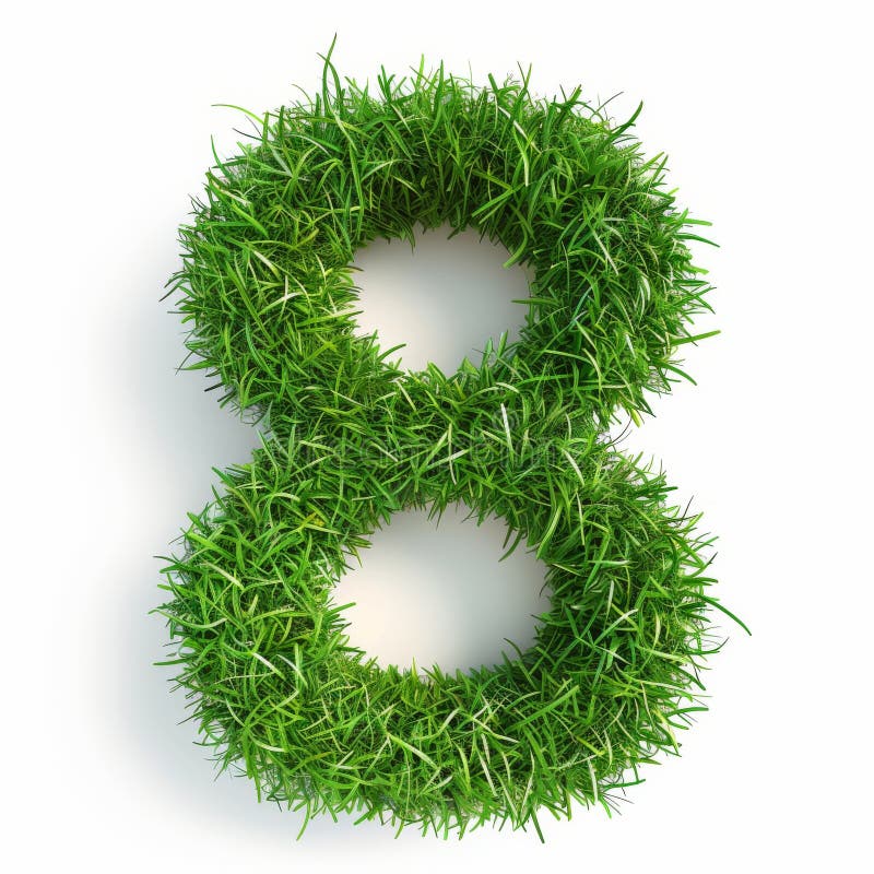 Cute Grass Texture Number 8 on Background. Lush Grass Number Eight on ...