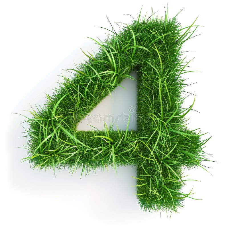 Cute Grass Texture Number 4 on Background. Lush Grass Number Four on ...