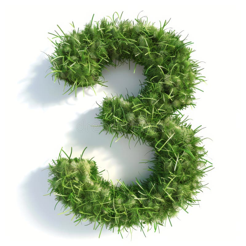 Cute Grass Texture Number 3 on Background. Lush Grass Number Three on ...