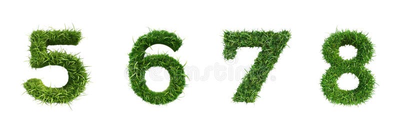 Cute Grass Texture Number 5,6,7 and 8 on Background. Set of Lush Grass ...