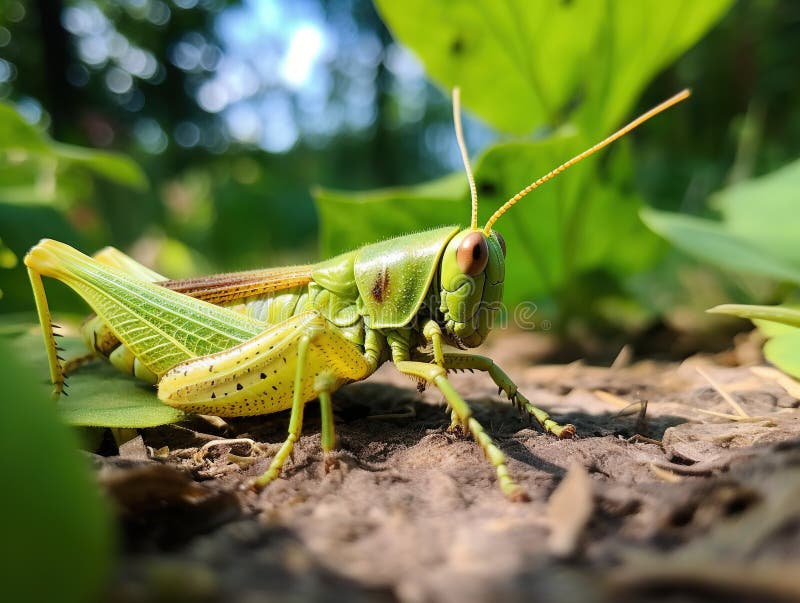 Grasshopper on Leaf Made with Generative AI Illustration Stock ...