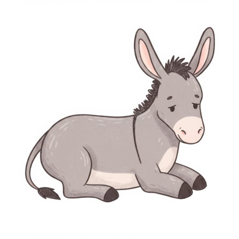 Cute Gray Donkey Illustration Stock Illustration - Illustration of ...