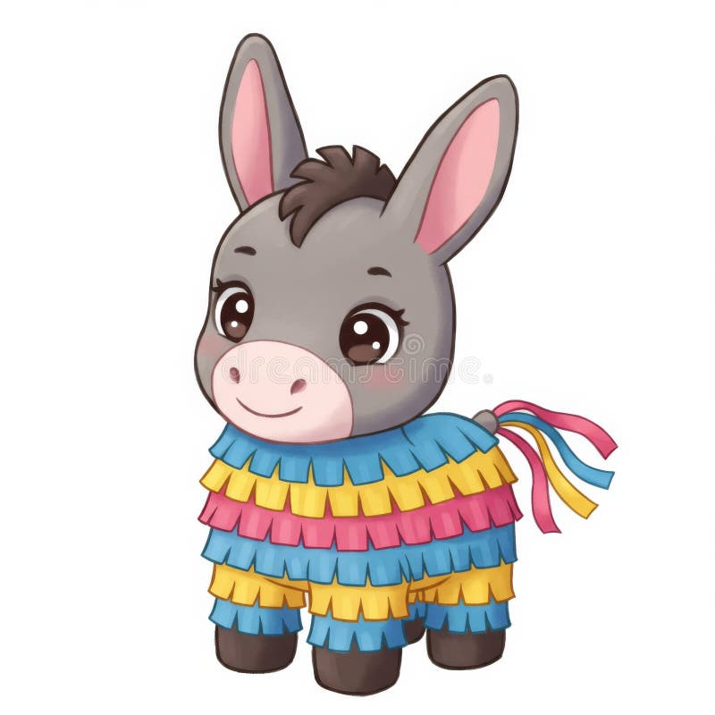 Cute Gray Donkey Pinata Illustration Stock Illustration - Illustration ...