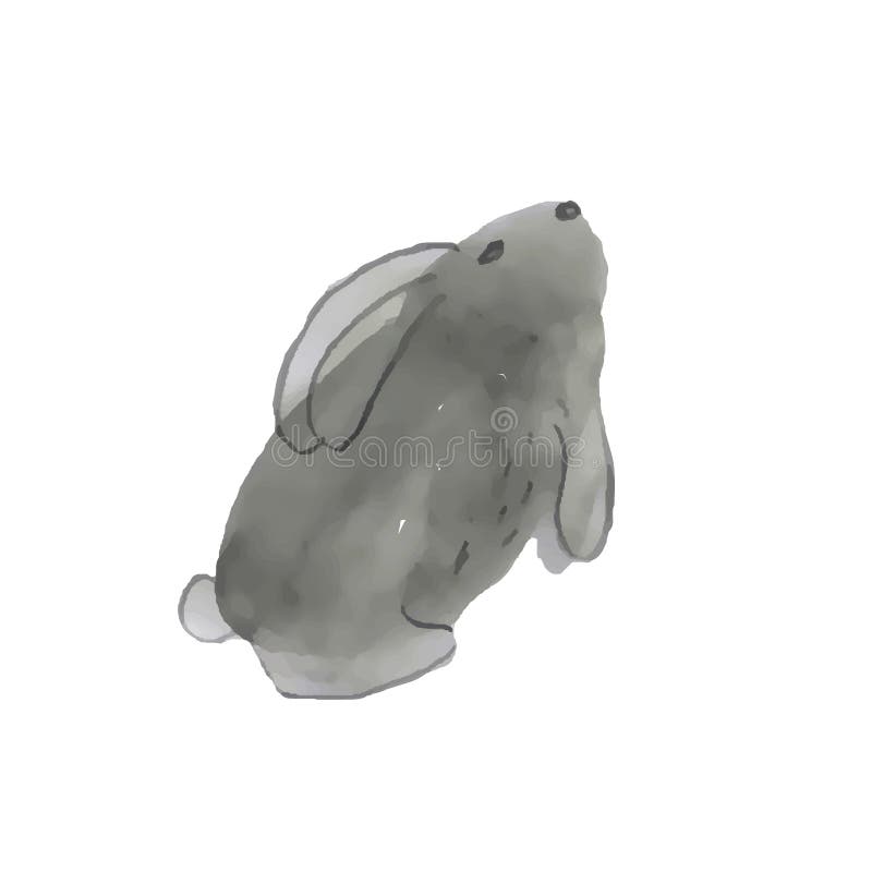 Cute Gray Easter Bunny on an Isolated Background. Easter Holiday Stock ...