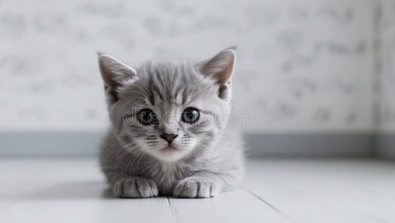 A Cute Gray Kitten Staring at the Camera. Stock Photo - Image of kitty ...