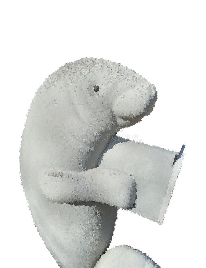 A Cute Gray Manatee Mailbox Statue Illustration Stock Illustration ...