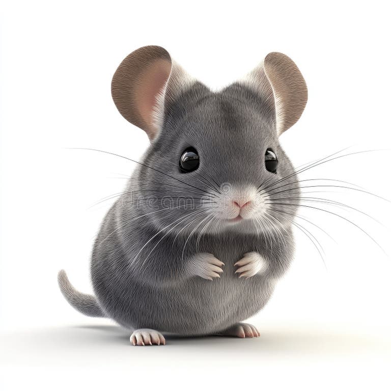 Adorable Gray Mouse, Sitting Posing, Fluffy Fur, Big Eyes Stock ...