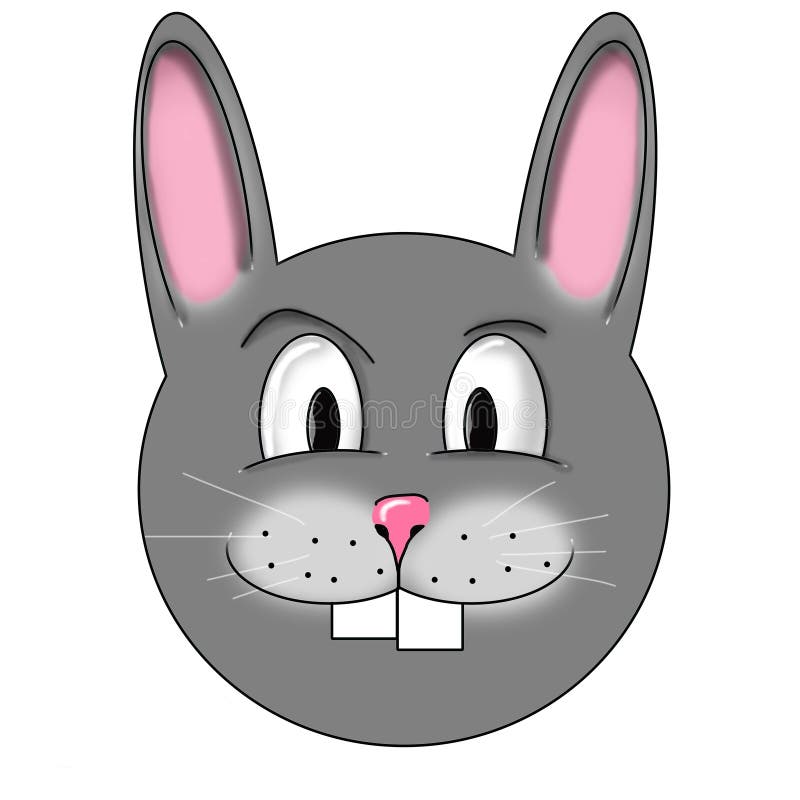 Cute Gray Rabbit Head Cartoon Illustration Isolate Stock Illustration ...