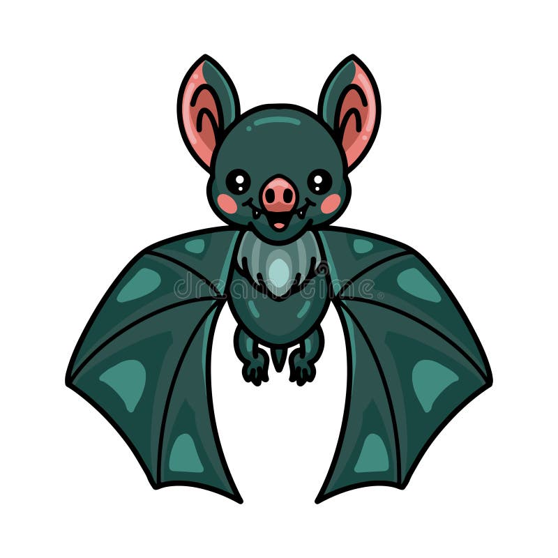Cute Green Bat Cartoon Flying Stock Vector - Illustration of mammal ...
