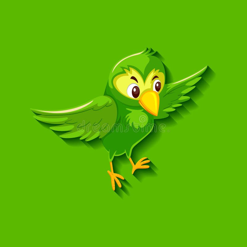 Cute Green Bird Cartoon Character Stock Vector - Illustration of ...