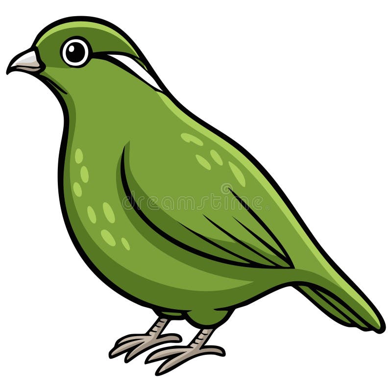Cute Green Bird Standing in Profile Cartoon Illustration Stock ...