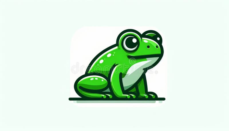 Cute Green Cartoon Frog Illustration on White Background Stock ...