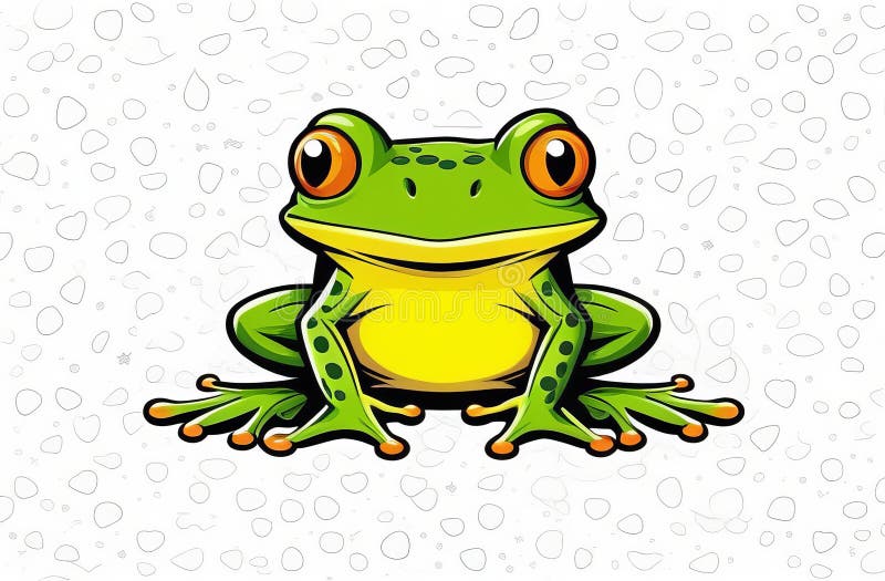 An Cute Green Cartoon Frog with a Friendly Smile Stock Photo - Image of ...