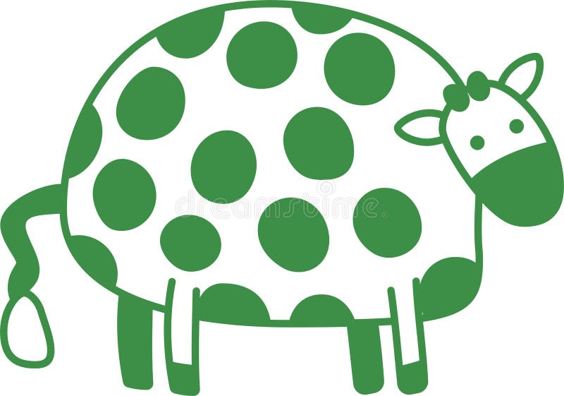 Cute Green Cow Silhouette Illustration Stock Vector - Illustration of ...