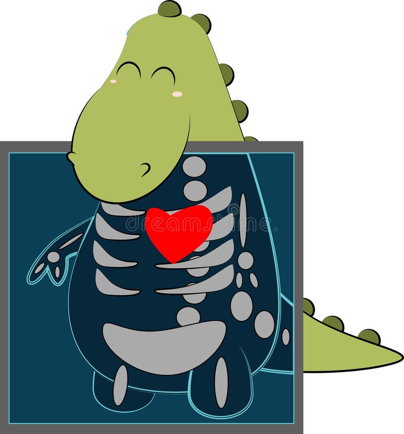 Cute Green Dinosaur at the Doctor S Appointment Doing Fluorography ...