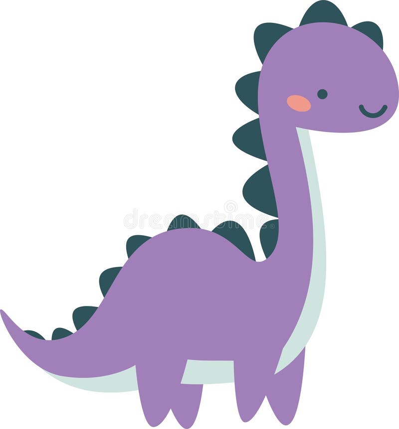 Cute Green Dinosaur in Simple Child Style on White Background, Flat ...