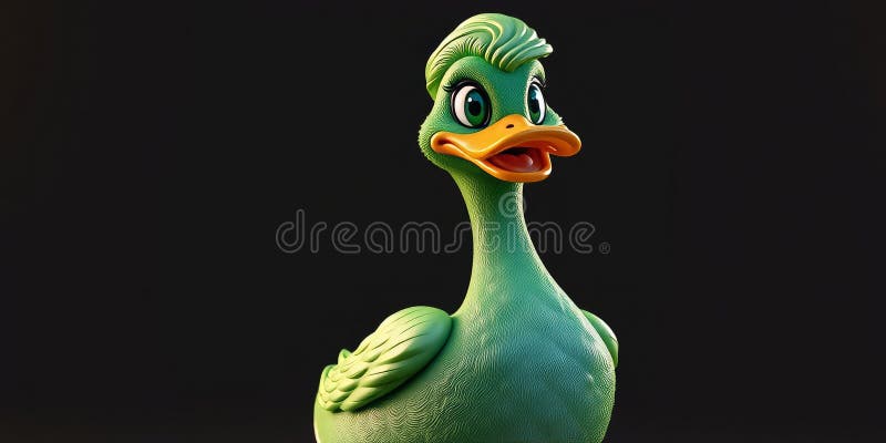 Cute Green Duck with Big Eyes Stock Illustration - Illustration of ...