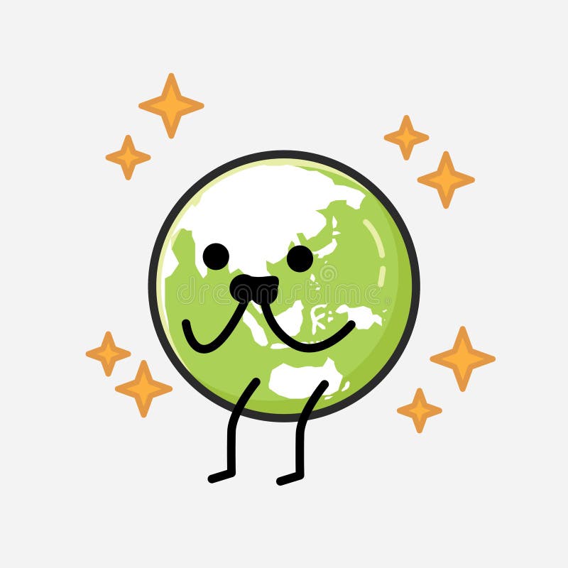 Cute Green Earth Mascot Vector Character in Flat Design Style Stock ...