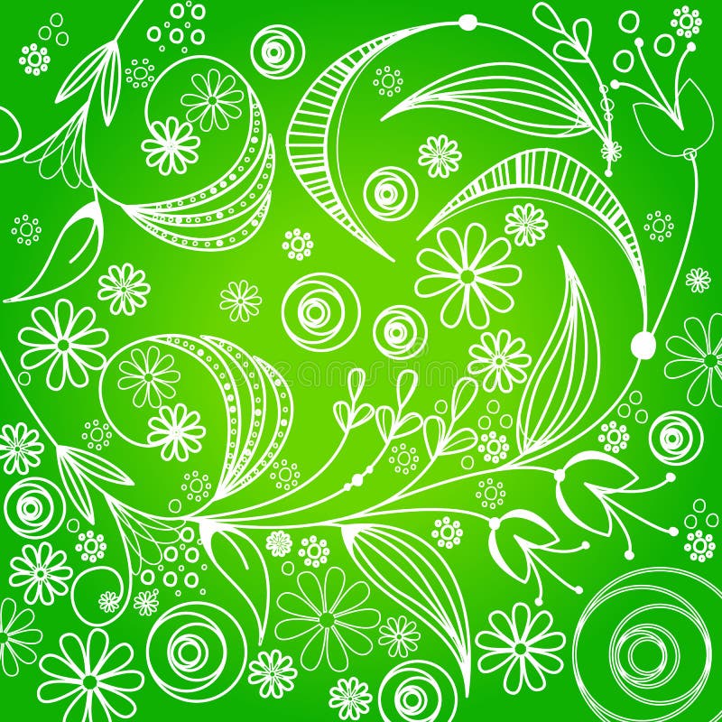 Cute Green Floral Background Stock Vector - Illustration of card ...