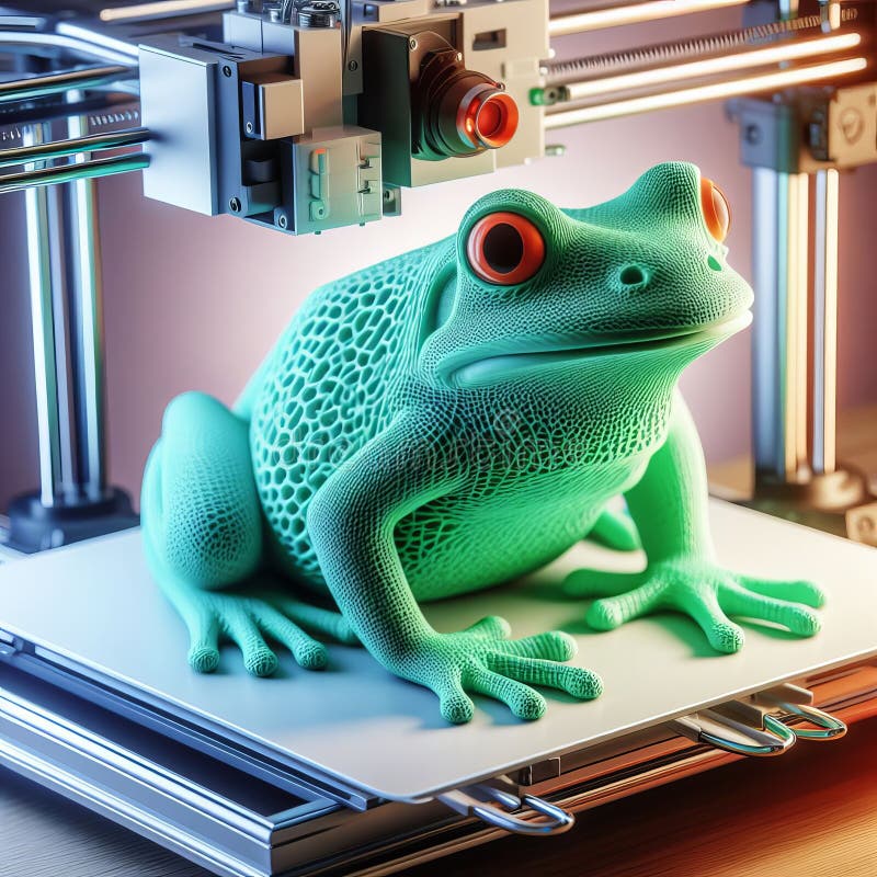 Cute Green Frog Made with the 3D Printer Stock Photo - Image of plastic ...