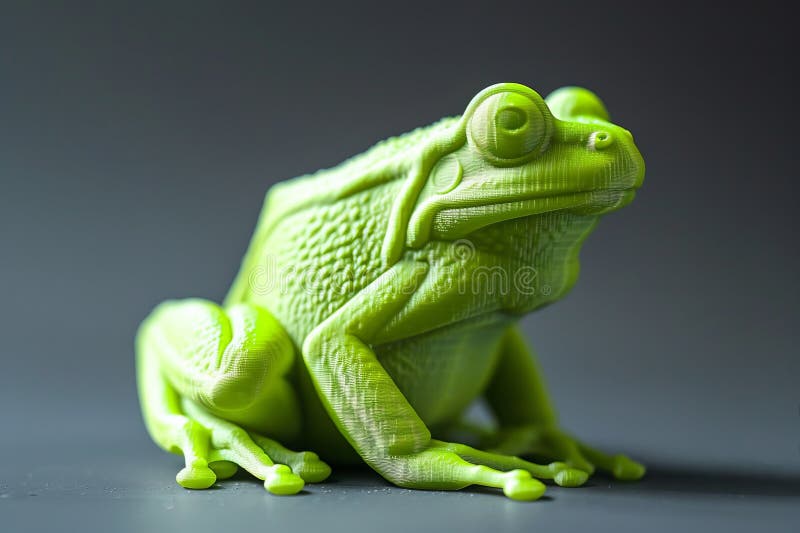 Cute Green Frog Made with the 3D Printer Stock Illustration ...