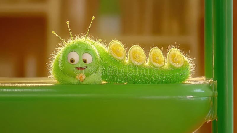 Cute Green Fuzzy Caterpillar Stock Illustration - Illustration of sweet ...