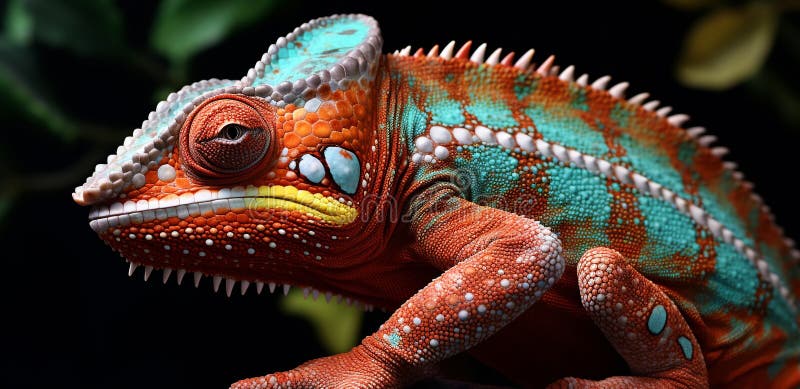 A Cute Green Gecko with a Colorful Pattern on Its Head Generated by AI ...