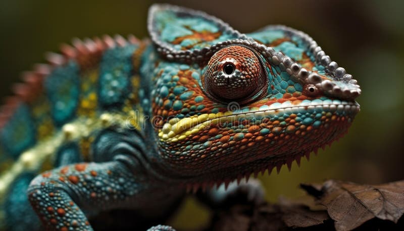 A Cute Green Gecko with Colorful Pattern Looks at Camera Generated by ...