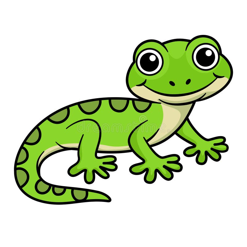 Cute Green Gecko Vector Illustration Stock Illustration - Illustration ...
