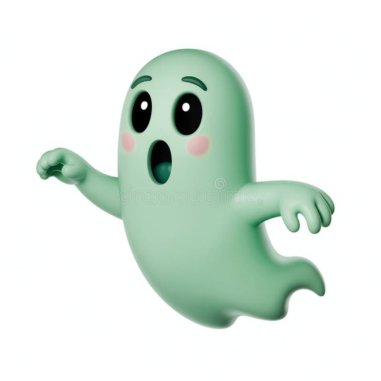 Cute Green Ghost Floating in Space 3 D Render 3d Render Stock Illustration - Illustration of ...
