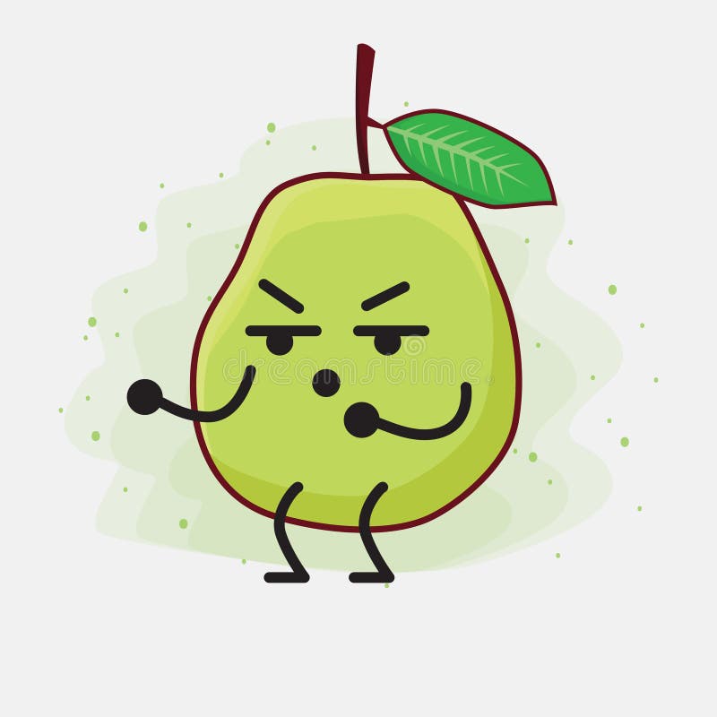 Cute Green Guava Fruit Mascot Character Illustration Stock Vector ...