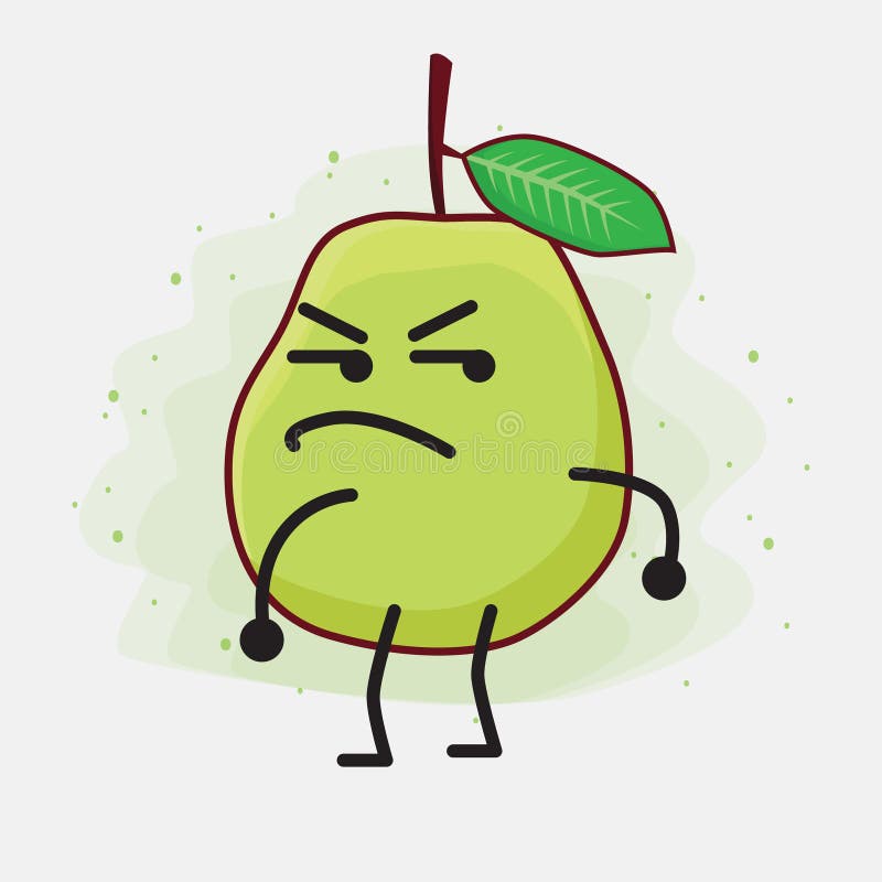 Cute Green Guava Fruit Mascot Character Illustration Stock Vector ...