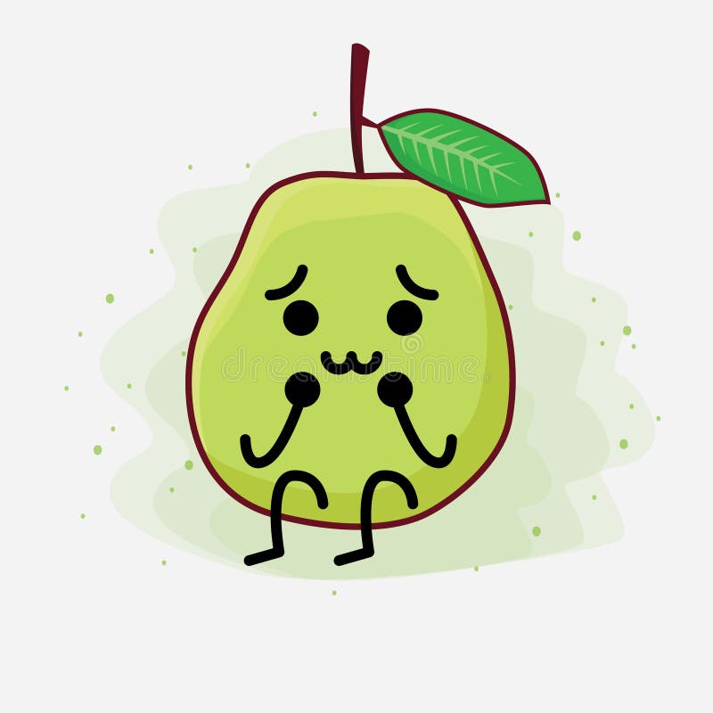 Cute Green Guava Fruit Mascot Character Illustration Stock Vector ...
