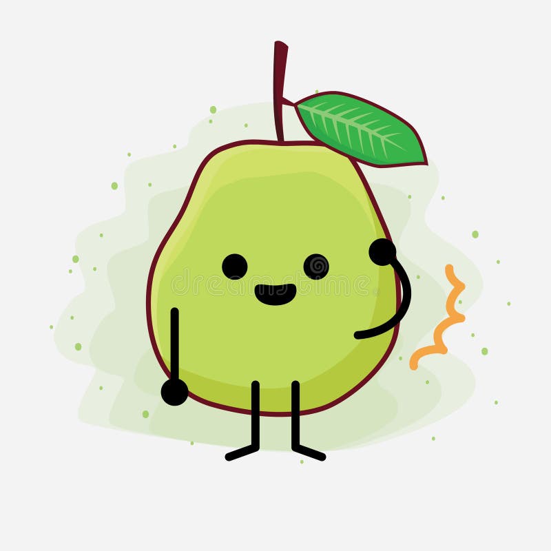 Cute Green Guava Fruit Mascot Character Illustration Stock Vector ...