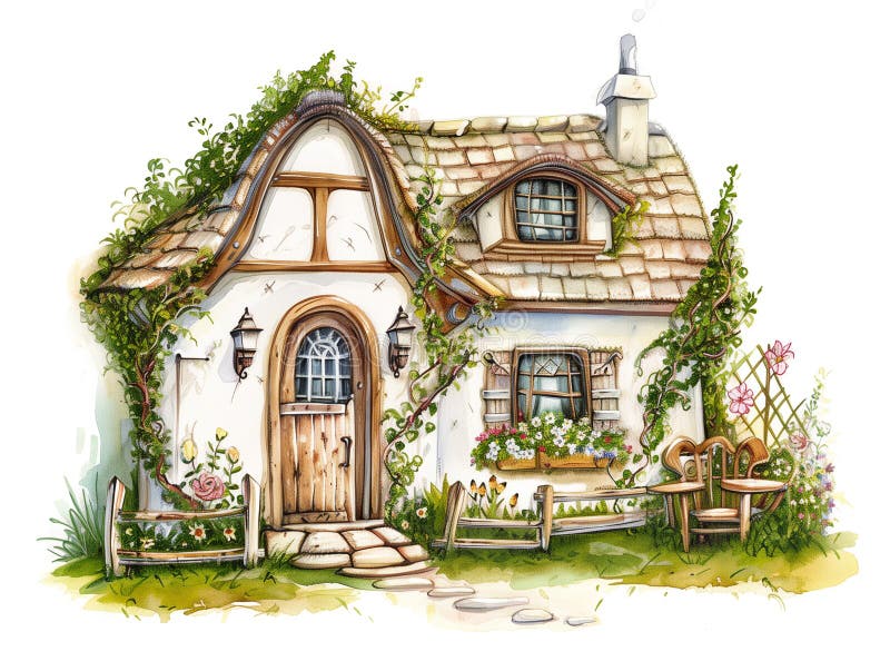 Cute Green House in Cartoon Style, Flat Illustration Stock Photo ...