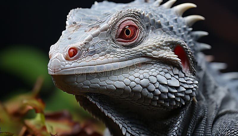 A Cute Green Iguana Looking at Camera in Tropical Forest Generated by ...