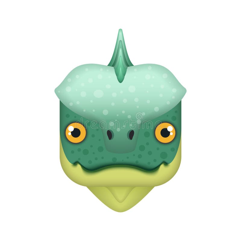 Cute Green Lizard Face, Adorable Reptile Head in Square Shape Stock ...