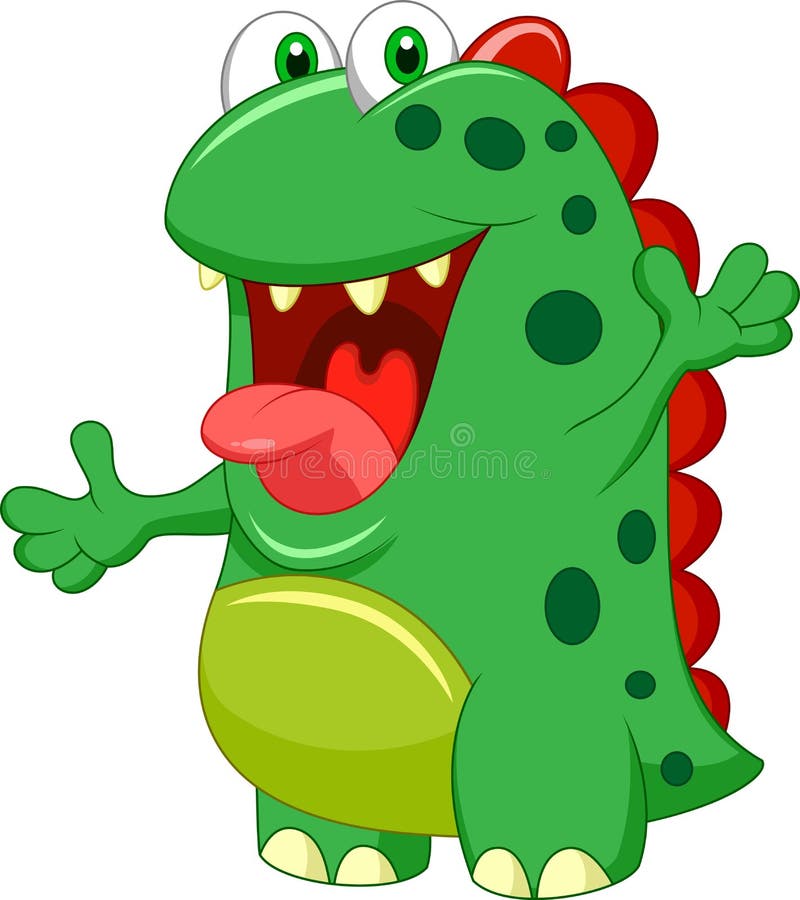 Cute green monster cartoon stock vector. Image of devil - 33233799