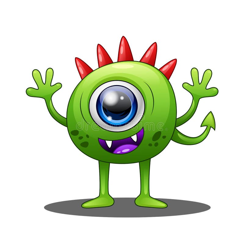 Cute green monster stock vector. Illustration of animal - 89823696