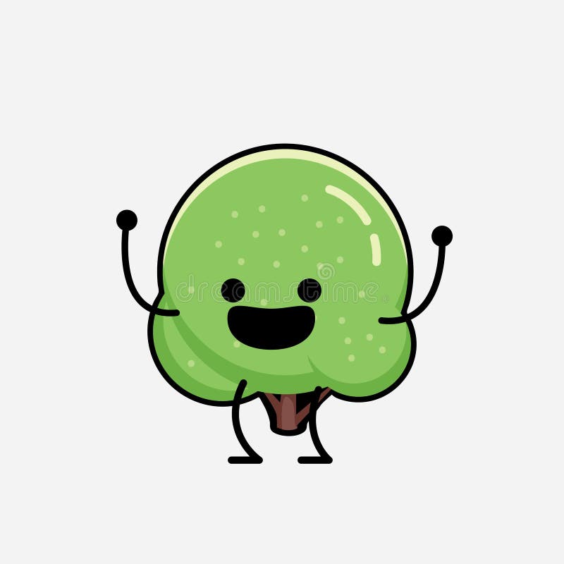 Cute Green Tree Mascot Vector Character in Flat Design Style Stock ...