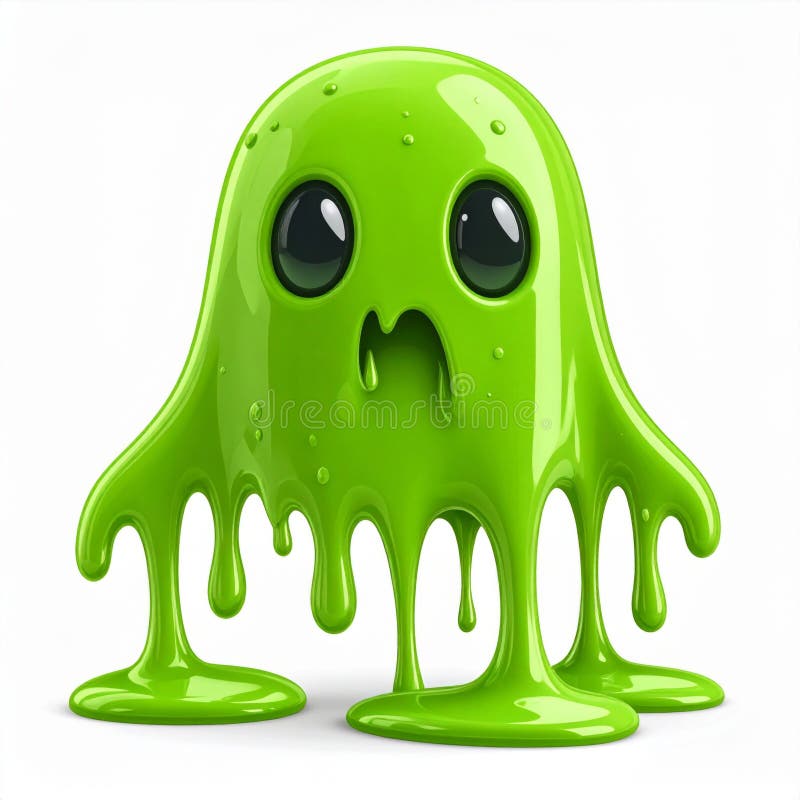 Cute Green Slime Creature Illustration Stock Illustration ...