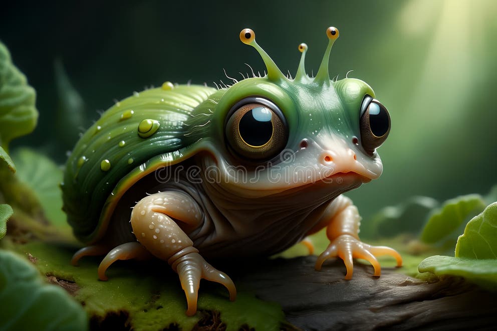 Cute Green Slug in Habitat. Stock Image - Image of clay, background ...