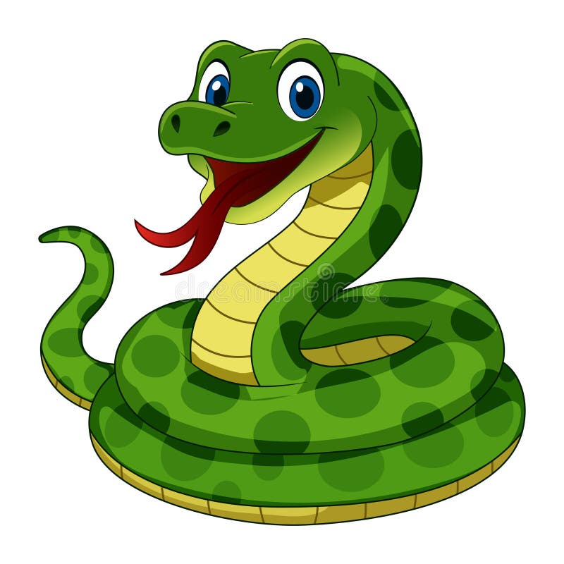 Cute Green Snake Cartoon Animal Vector Illustration Stock Vector ...