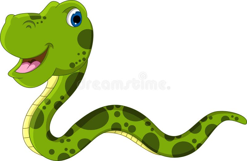Cute Green Snake Cartoon on Tree Stock Illustration - Illustration of ...