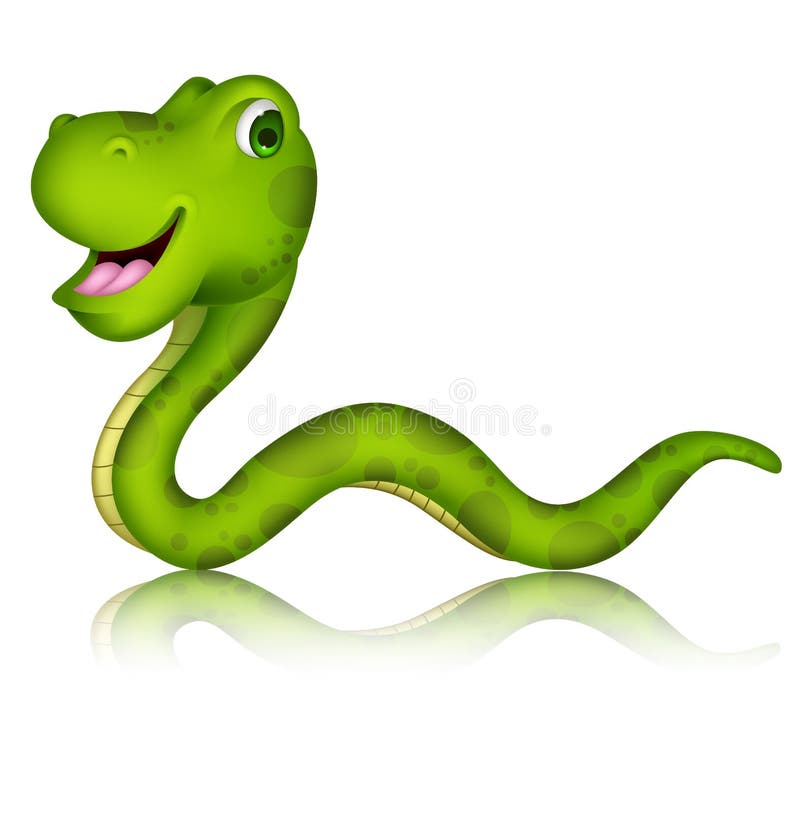 Cute Green Snake Cartoon on Tree Stock Illustration - Illustration of ...