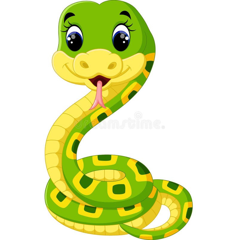 Cute green snake cartoon stock vector. Illustration of bite - 73041780