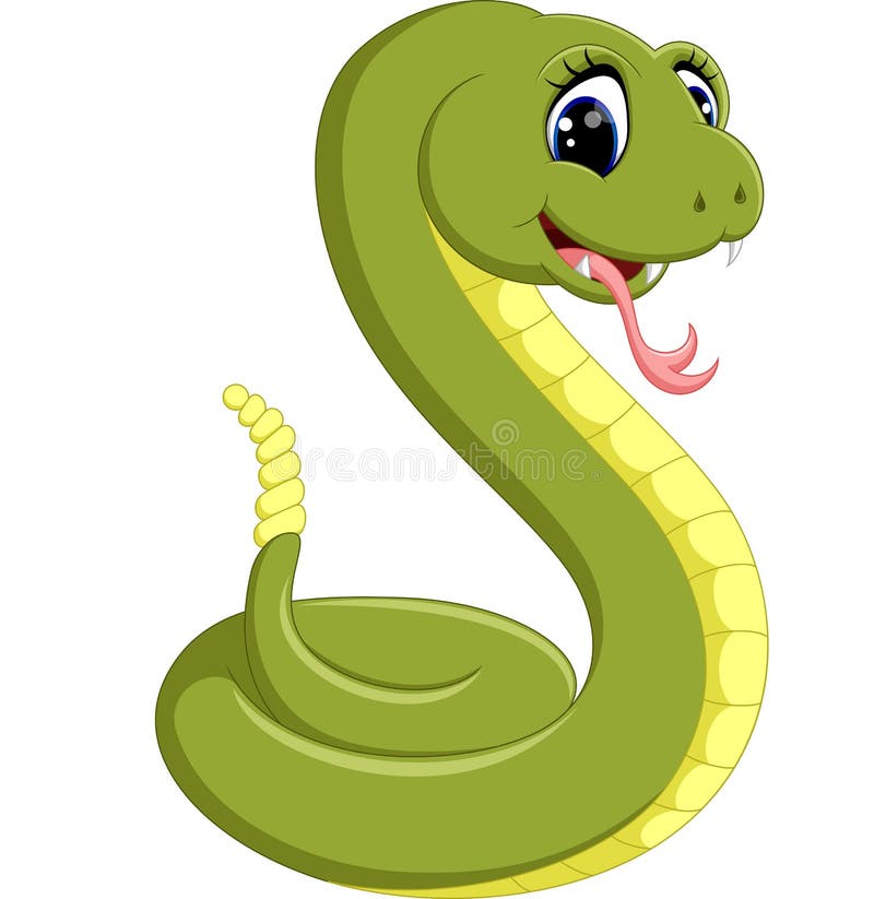 Cute green snake cartoon stock vector. Illustration of reptile - 63305253