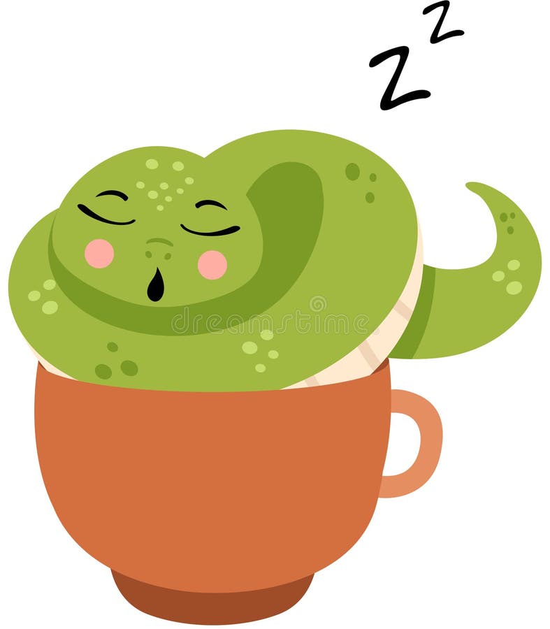 Cute Green Snake Sleeping Inside a Cup Stock Vector - Illustration of ...